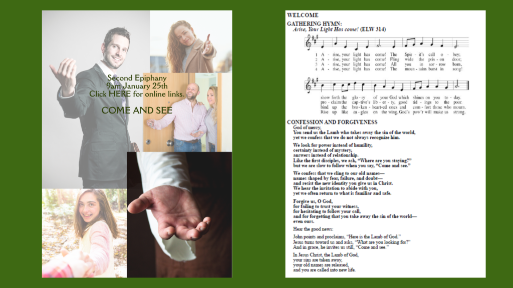 Sunday Worship – January 18, 2026 – Trinity Evangelical Lutheran Church